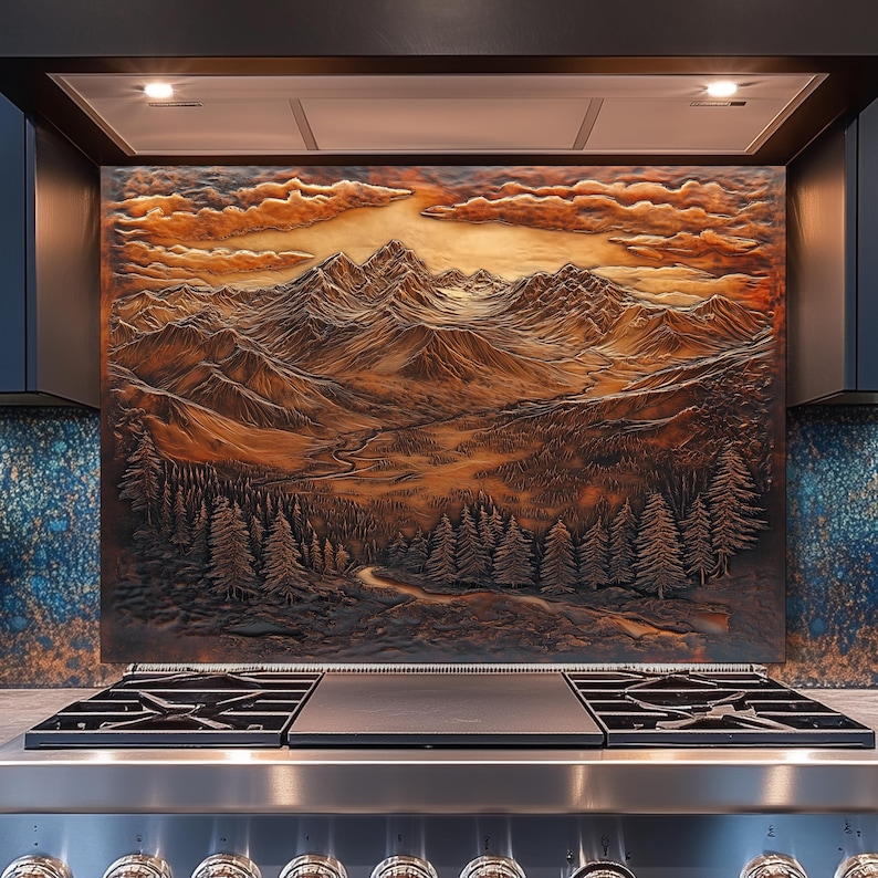 Majestic Mountain Escape Backsplash for Kitchen, Wildflower Kitchen ...