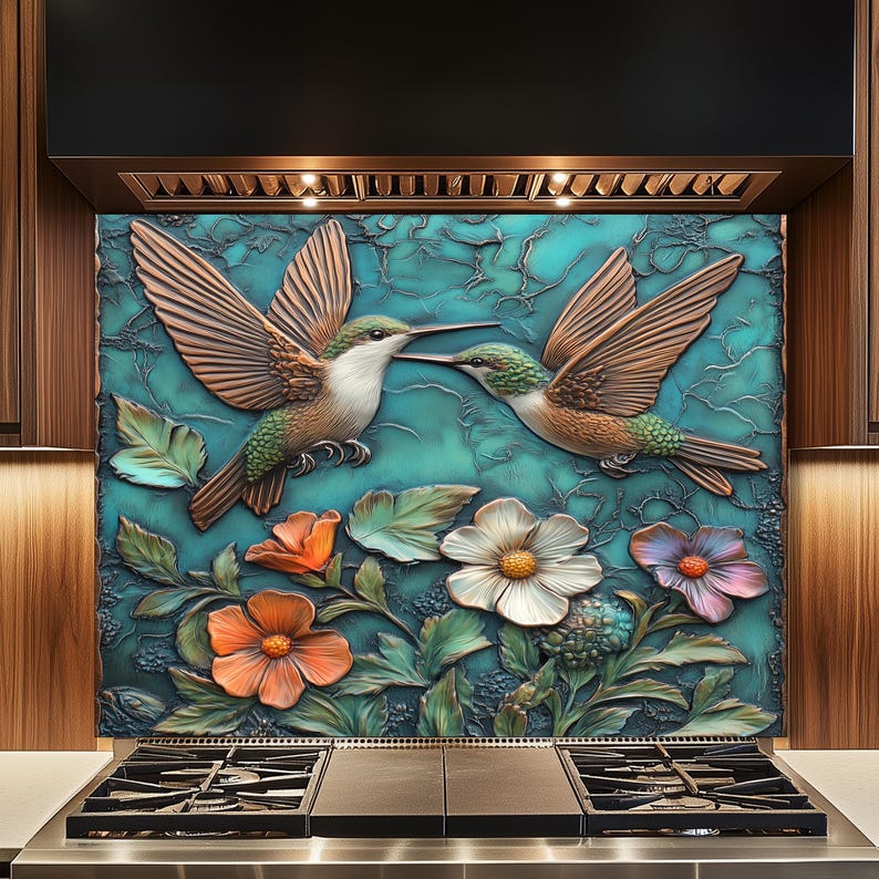 Hummingbird Kitchen Backsplash: Tempered Glass, Heat Resistant, UV ...