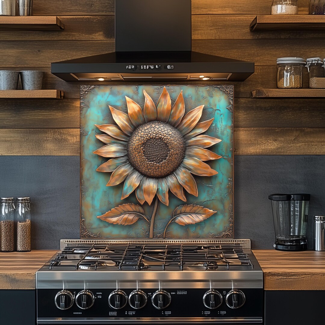 Sunflower Backsplash for Kitchen, Farmhouse Kitchen Backsplash, Unique ...