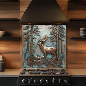 Deer Backsplash for Kitchen, Deer in the Woods Kitchen Backsplash ...