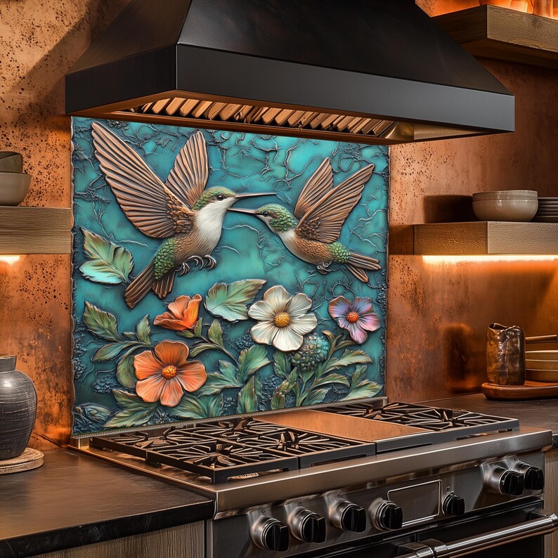Hummingbird Kitchen Backsplash: Tempered Glass, Heat Resistant, UV ...