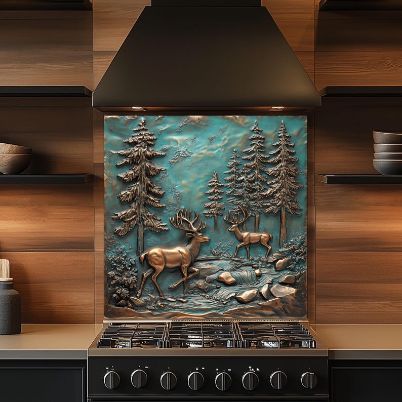 Deer Forest Tempered Glass Kitchen Backsplash: Heat Resistant Stove ...