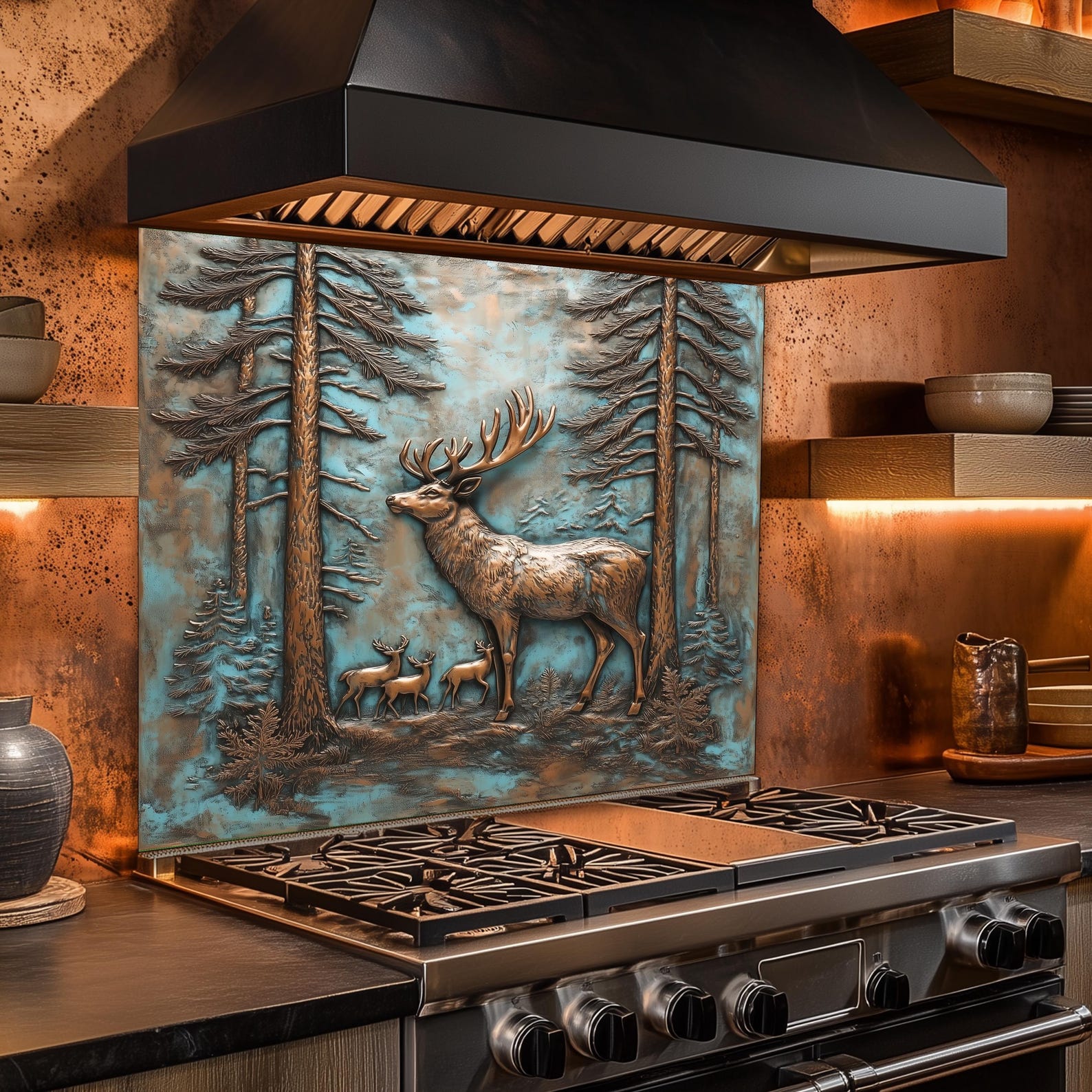 Deer Backsplash for Kitchen, Deer in the Woods Kitchen Backsplash ...