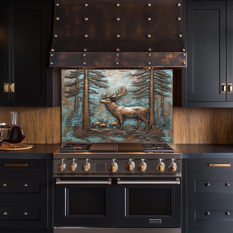Deer Backsplash for Kitchen, Deer in the Woods Kitchen Backsplash ...