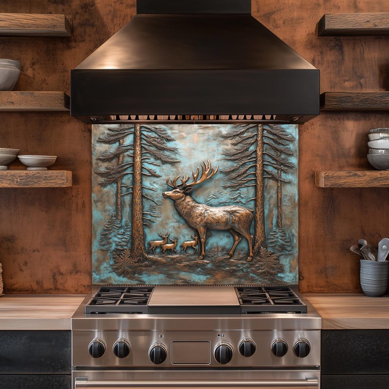 Deer Backsplash for Kitchen, Deer in the Woods Kitchen Backsplash ...