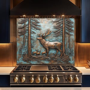 Deer Backsplash for Kitchen, Deer in the Woods Kitchen Backsplash ...