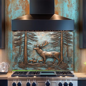 Deer Backsplash for Kitchen, Deer in the Woods Kitchen Backsplash ...