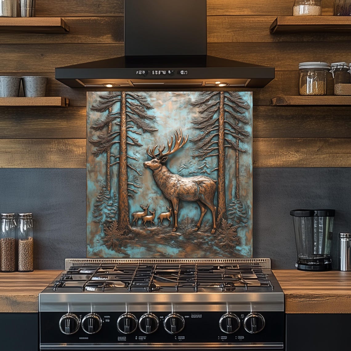 Deer Backsplash for Kitchen, Deer in the Woods Kitchen Backsplash ...