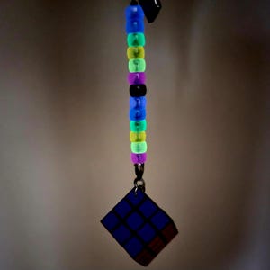 Rubik's Cube/cassette Charm/friendship Pin W/ Glow in the Dark Beads ...