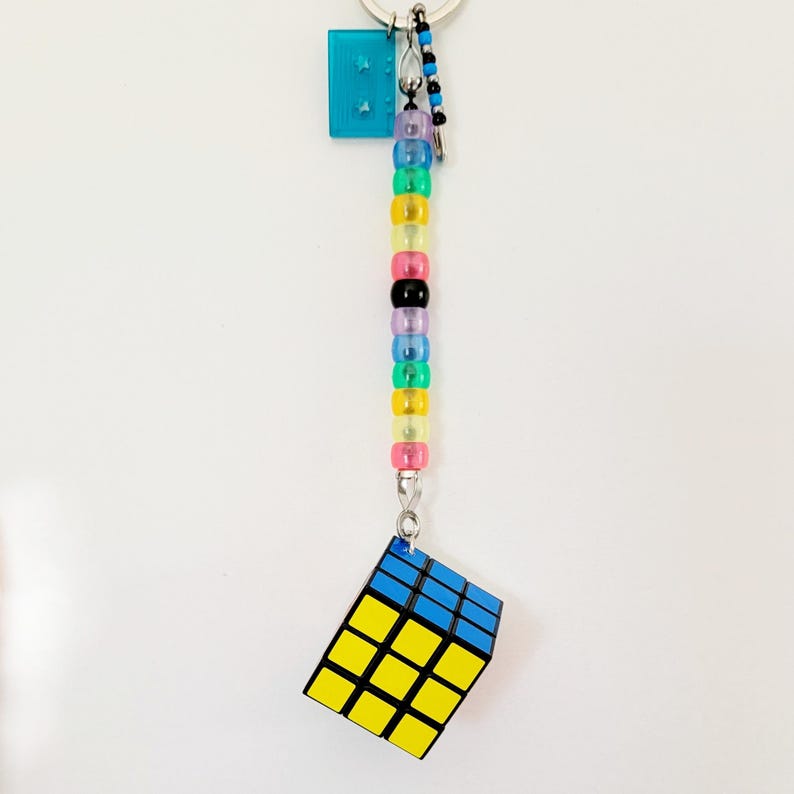 Rubik's Cube/cassette Charm/friendship Pin W/ Glow in the Dark Beads ...