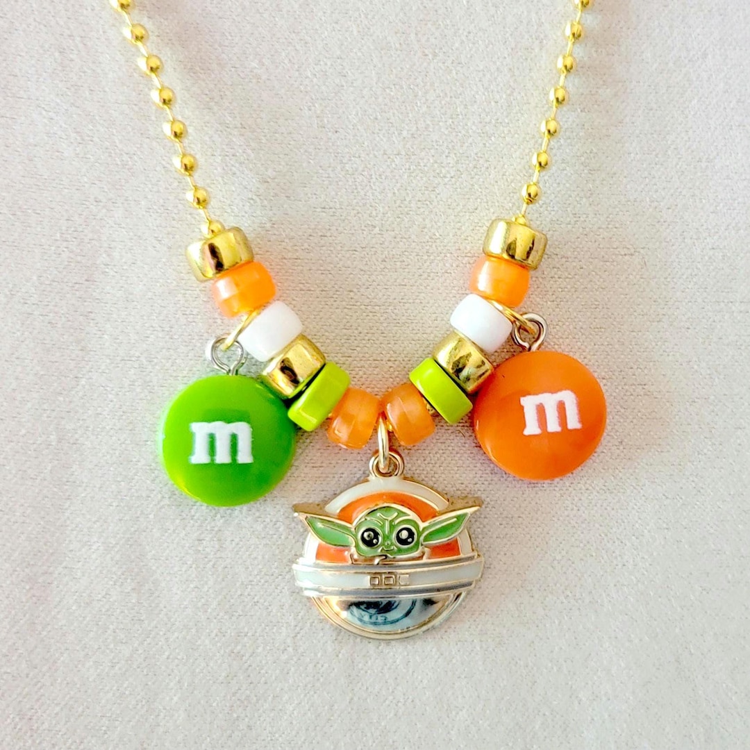 Grogu M&m Gold Ball Chain Charm Necklace - 16" - Etsy