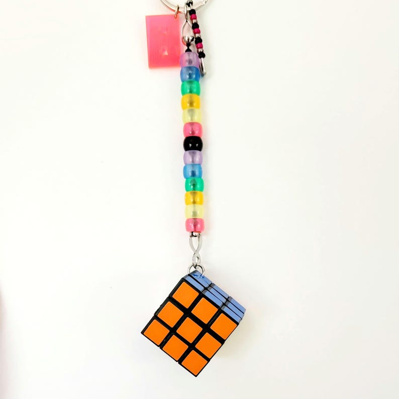 Rubik's Cube/cassette Charm/friendship Pin W/ Glow in the Dark Beads ...