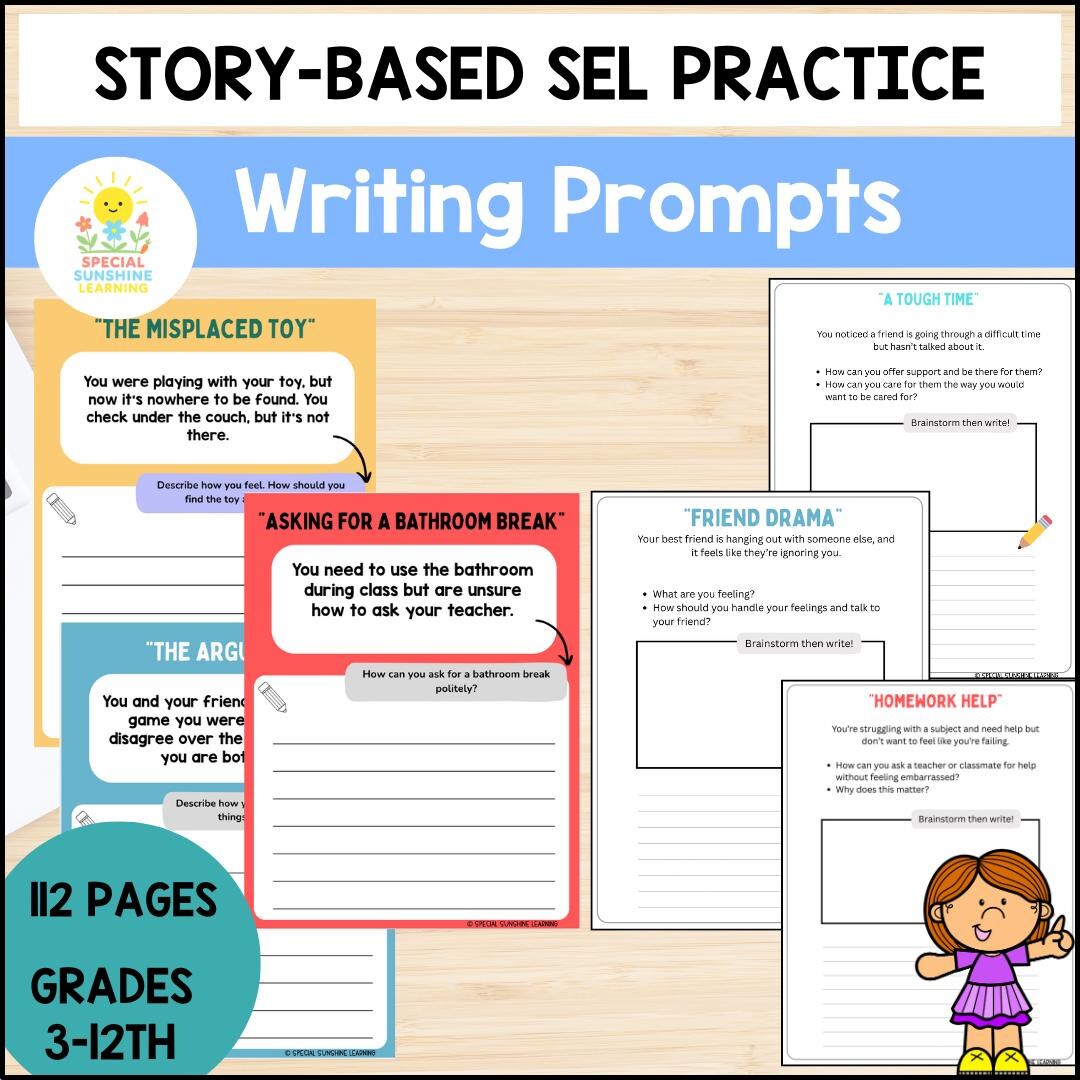 Story-based SEL Writing Prompts BUNDLE | Grades 3–12 | SEL & Problem ...