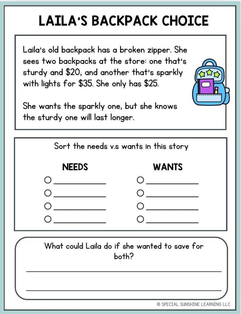 Budgeting & Smart Money Choices Packet | Grades 3–6 | 6 Categories | 30 ...