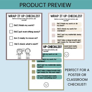 Executive Functioning Wrap-up Checklists Printable | Task Transition ...