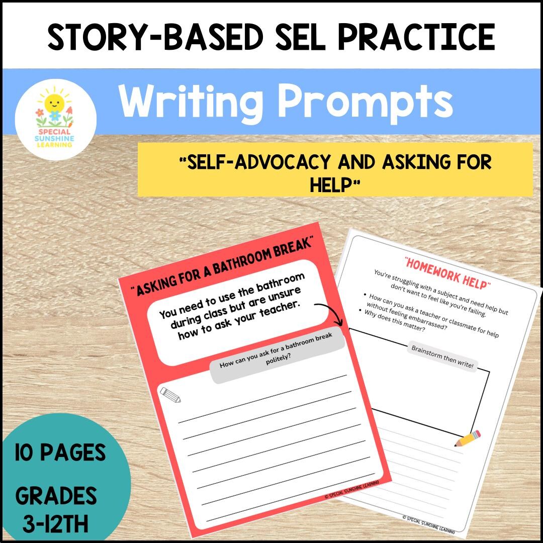 Story-based SEL Writing Prompts "self-advocacy” | Grades 3–12 - Etsy