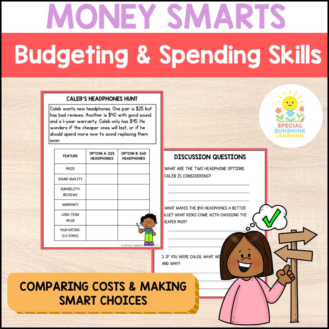 Comparing Costs and Choices | Budgeting & Smart Money Choices Packet ...