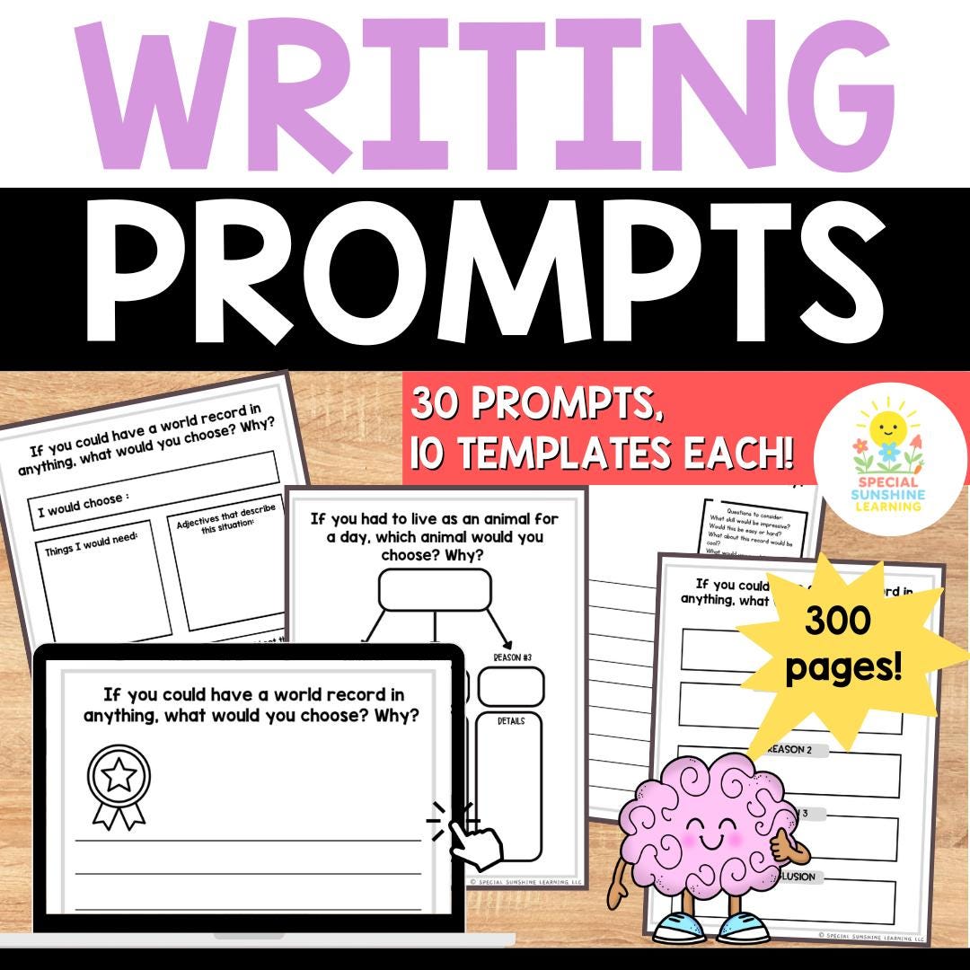Writing Prompts With Graphic Organizers & Templates | 30 WEEKS OF ...
