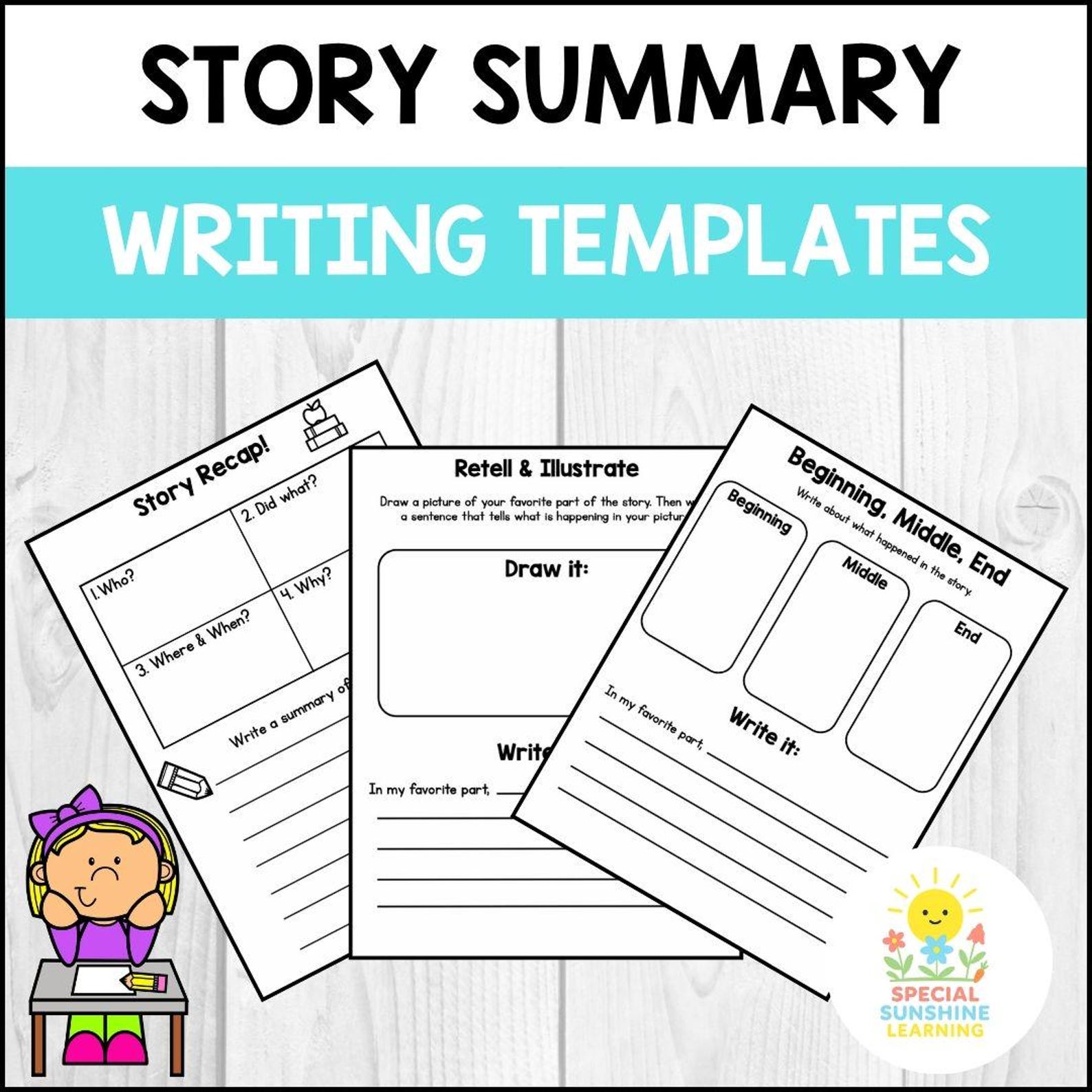 Story Summary Writing Templates | Graphic Organizers W Questions - Etsy