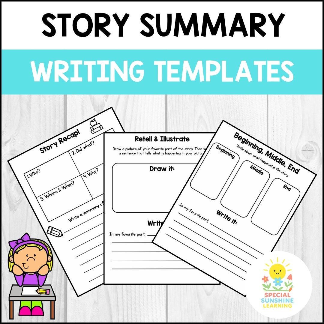 Story Summary Writing Templates | Graphic Organizers W Questions - Etsy