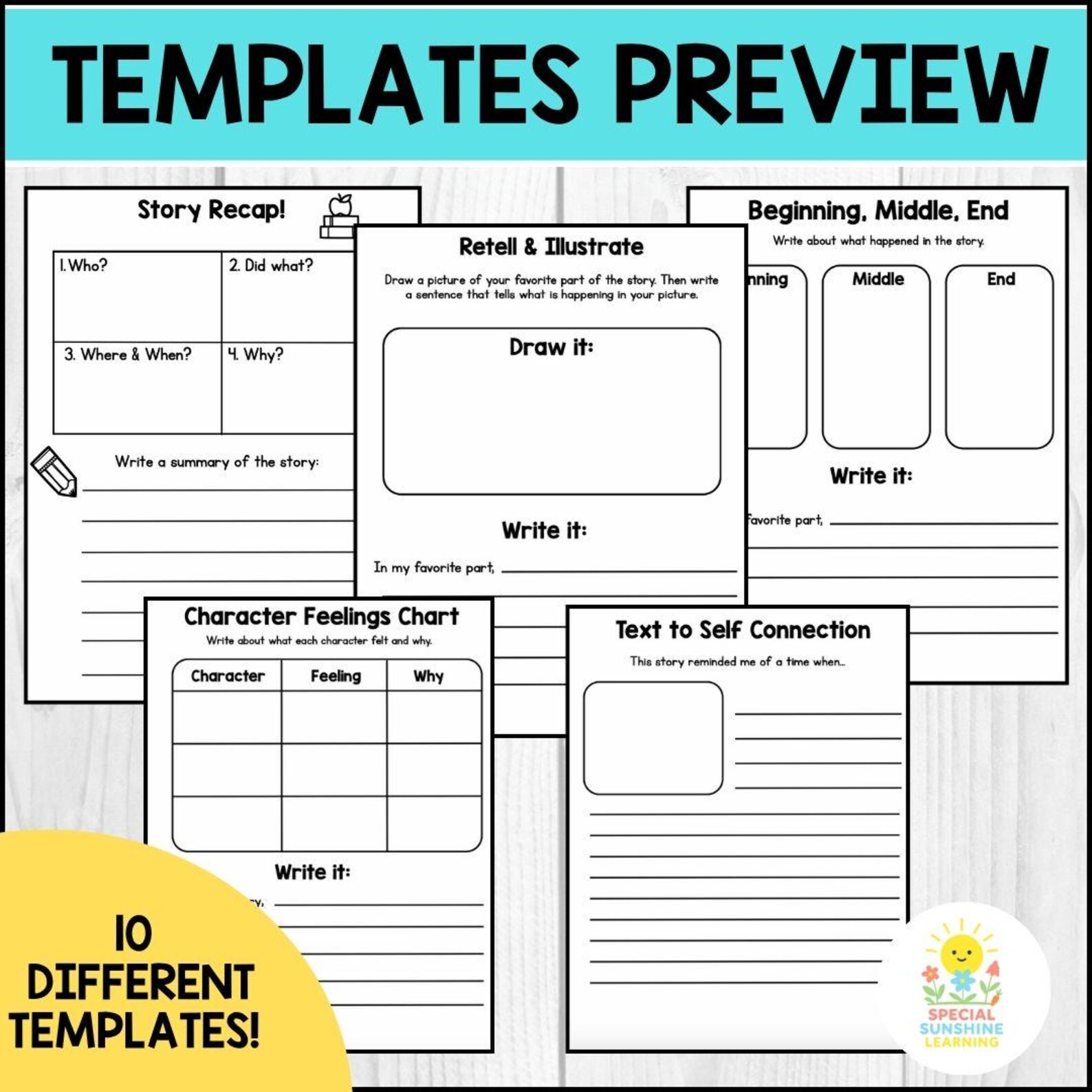 Story Summary Writing Templates | Graphic Organizers W Questions - Etsy