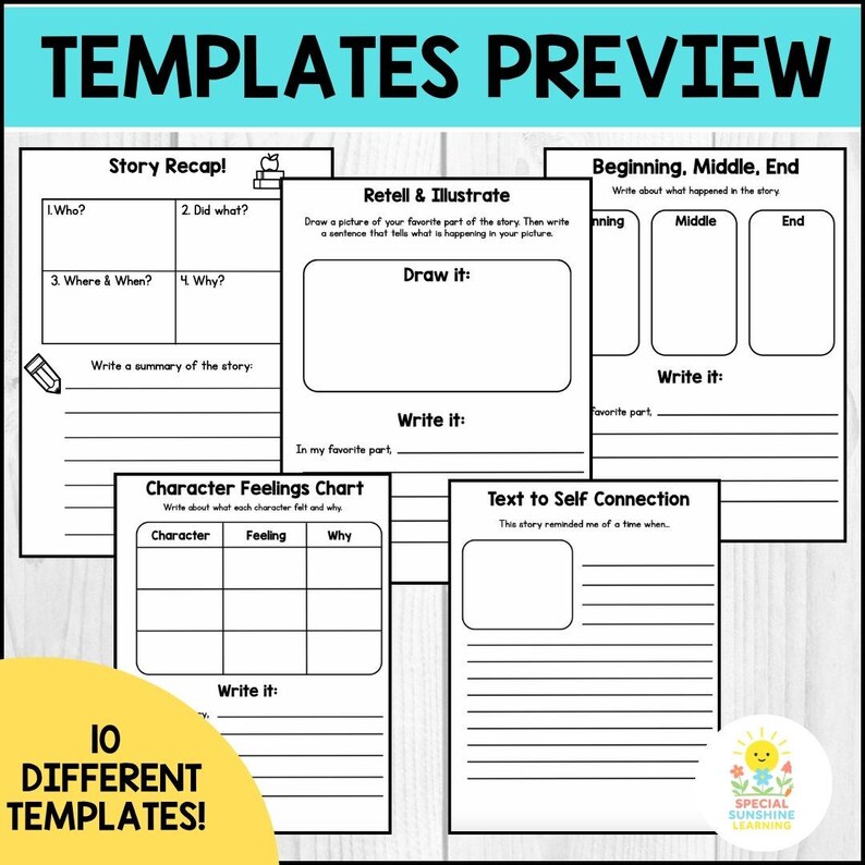 Story Summary Writing Templates | Graphic Organizers W Questions - Etsy