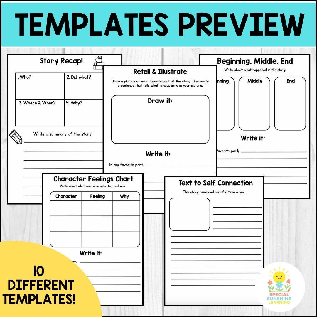 Story Summary Writing Templates | Graphic Organizers W Questions - Etsy