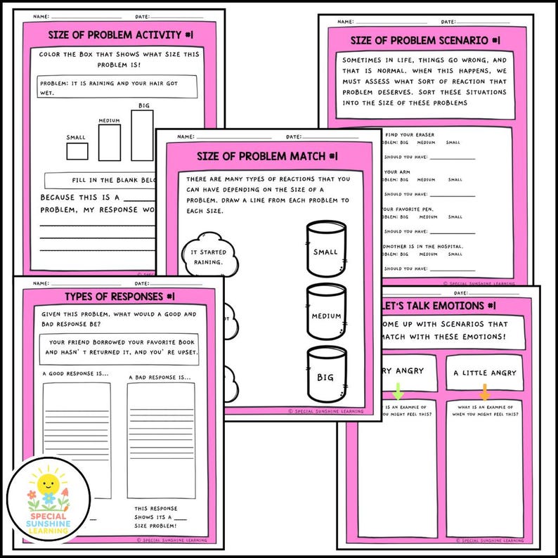 SEL: 'size of Problem' Social Emotional Activities - Etsy