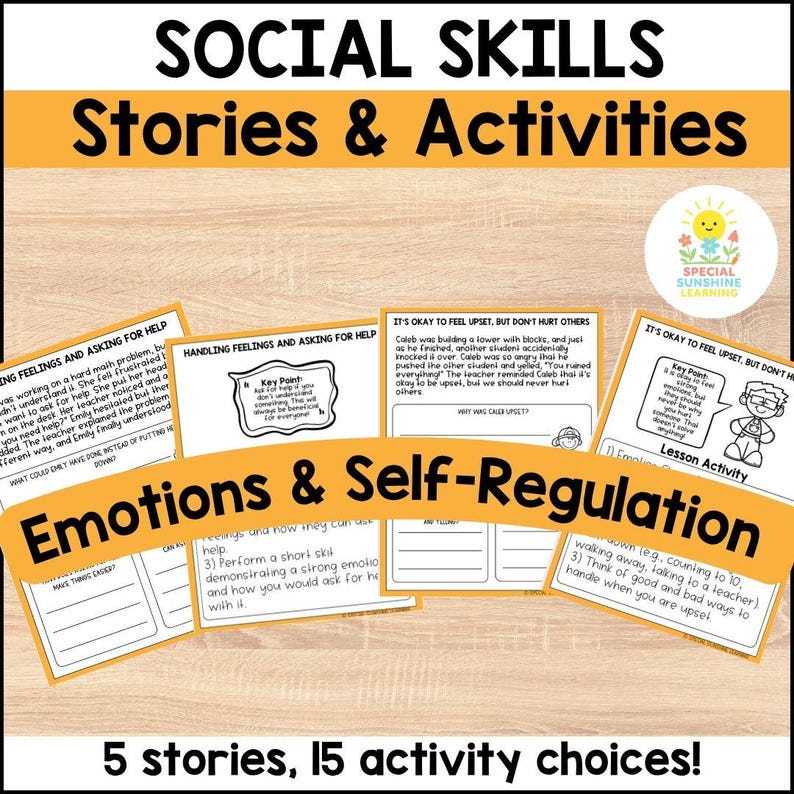 Social Skills Story & Activities: Emotions and Self-regulation - Etsy