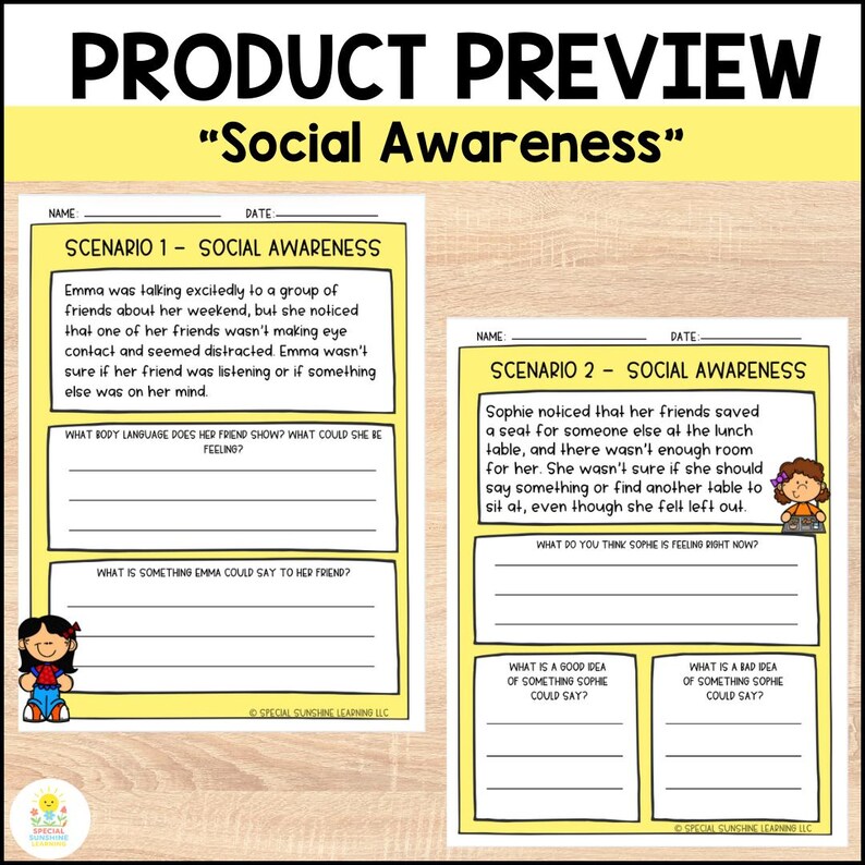 School Based Social Emotional Skills "social Awareness" Activity - Etsy