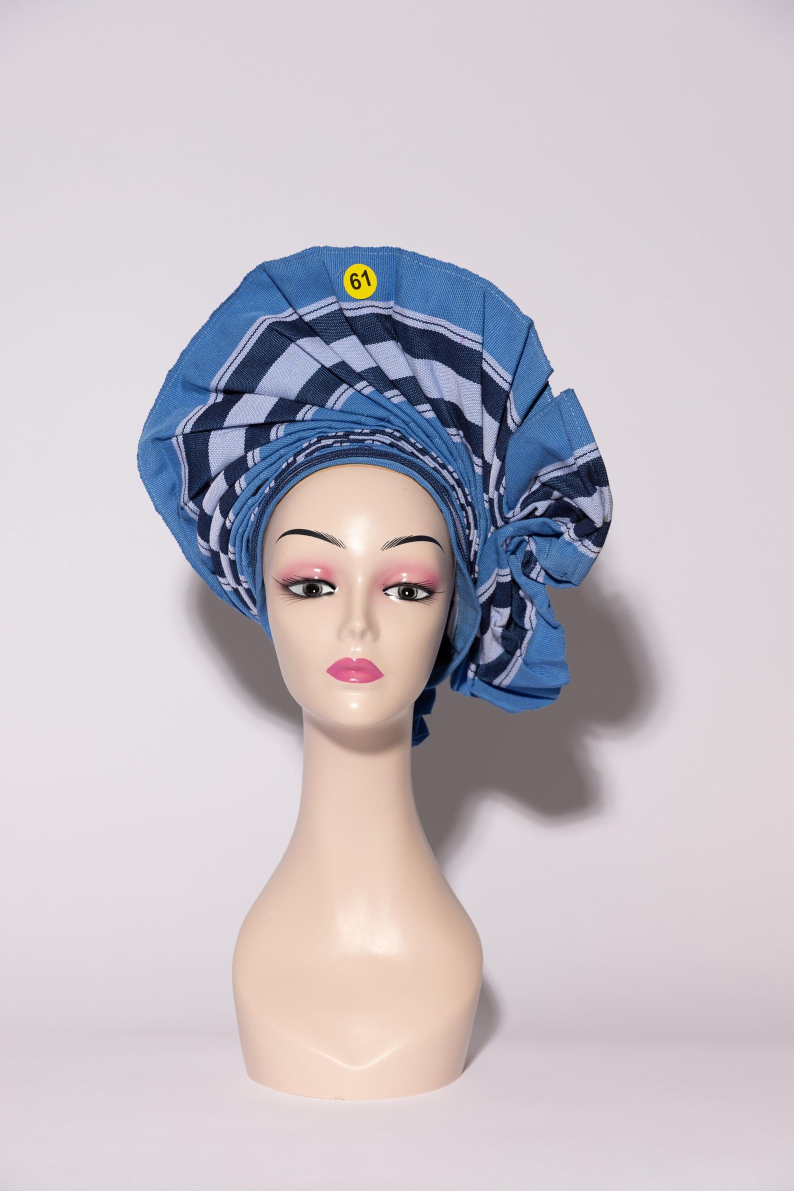 Light Blue African Auto Gele - | Ready-to-wear Gele | Pre-tied Headwrap ...