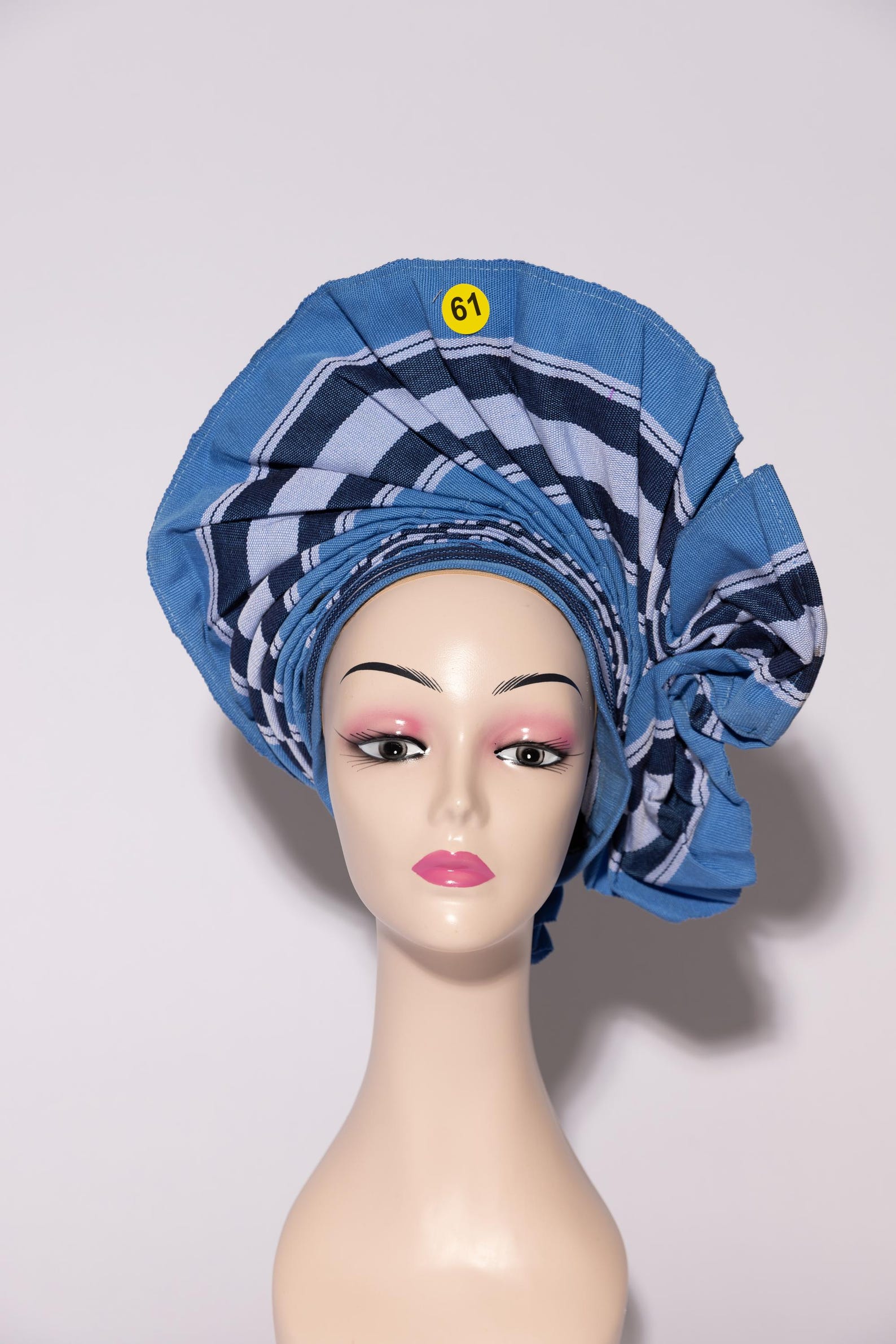 Light Blue African Auto Gele - | Ready-to-wear Gele | Pre-tied Headwrap ...