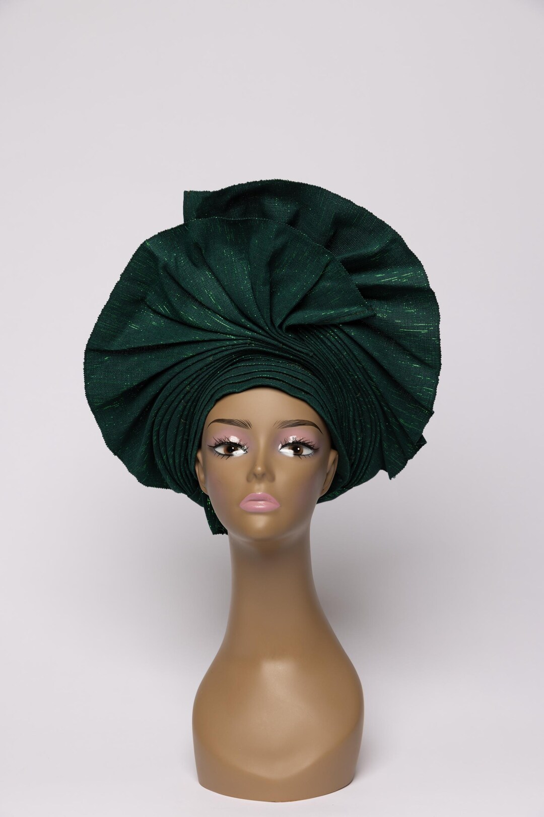 African Auto Gele - Green | Ready-to-wear Gele | Pre-tied Headwrap ...