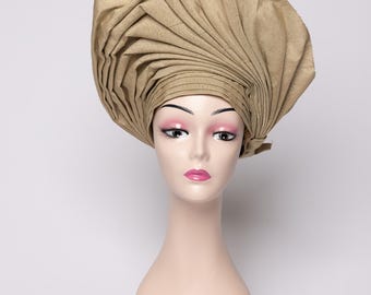 Light Blue African Auto Gele - | Ready-to-wear Gele | Pre-tied Headwrap ...