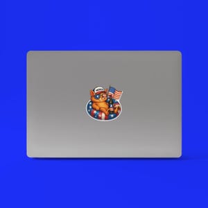 Merica Cat Sticker – Funny Patriotic Summer Vinyl Sticker, 4th of July ...