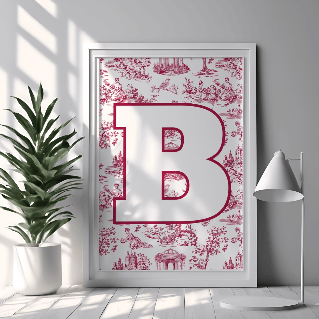 Custom Initial Wall Art Printable Monogram Letter Print Personalized ...