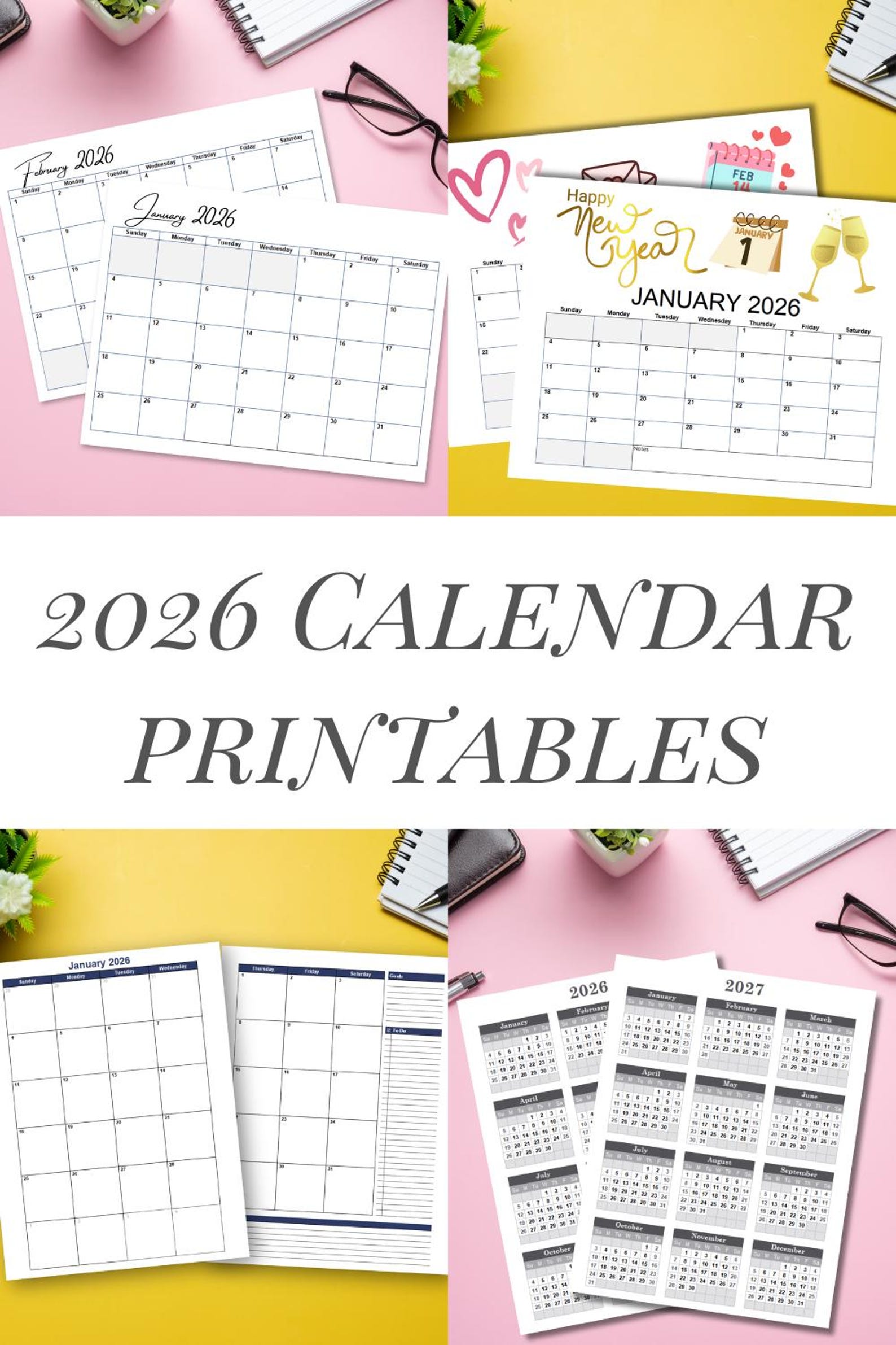 2026 Printable 12 Month Calendar Pdf Download Printable New Year 2026 ...