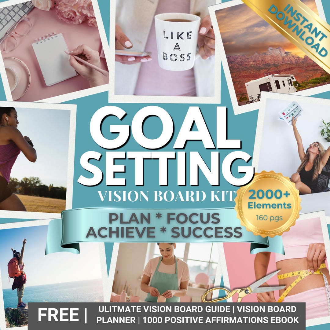Goal Setting Vision Board Kit Printable Productivity & Life Planning ...