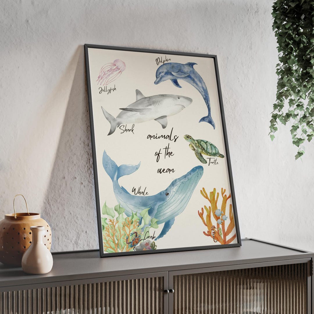 Poster Print Ocean Animals Kids Room Decor Underwater Sea Creatures ...
