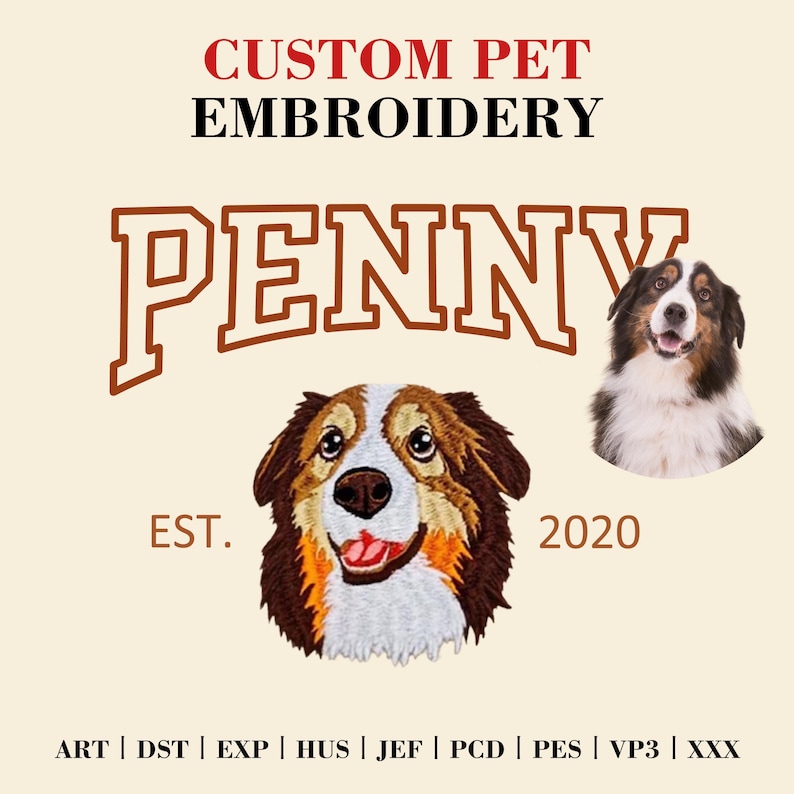 Custom Dog Embroidery Design Files,custom Pet Portrait Embroidery ...
