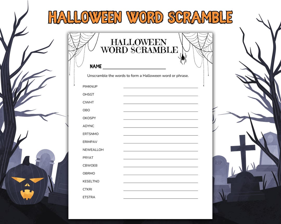 Printable Halloween Word Scramble for Kids, Halloween Party Game ...