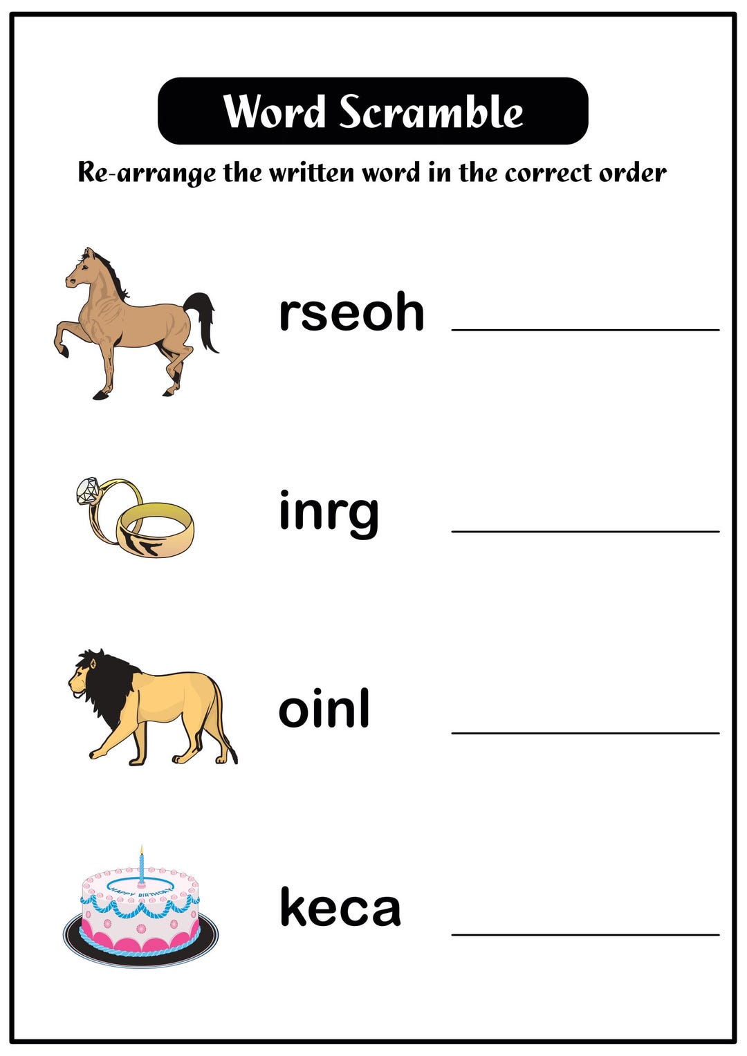 Word Scramble Worksheets | Fun Word Jumble Spelling Practice ...