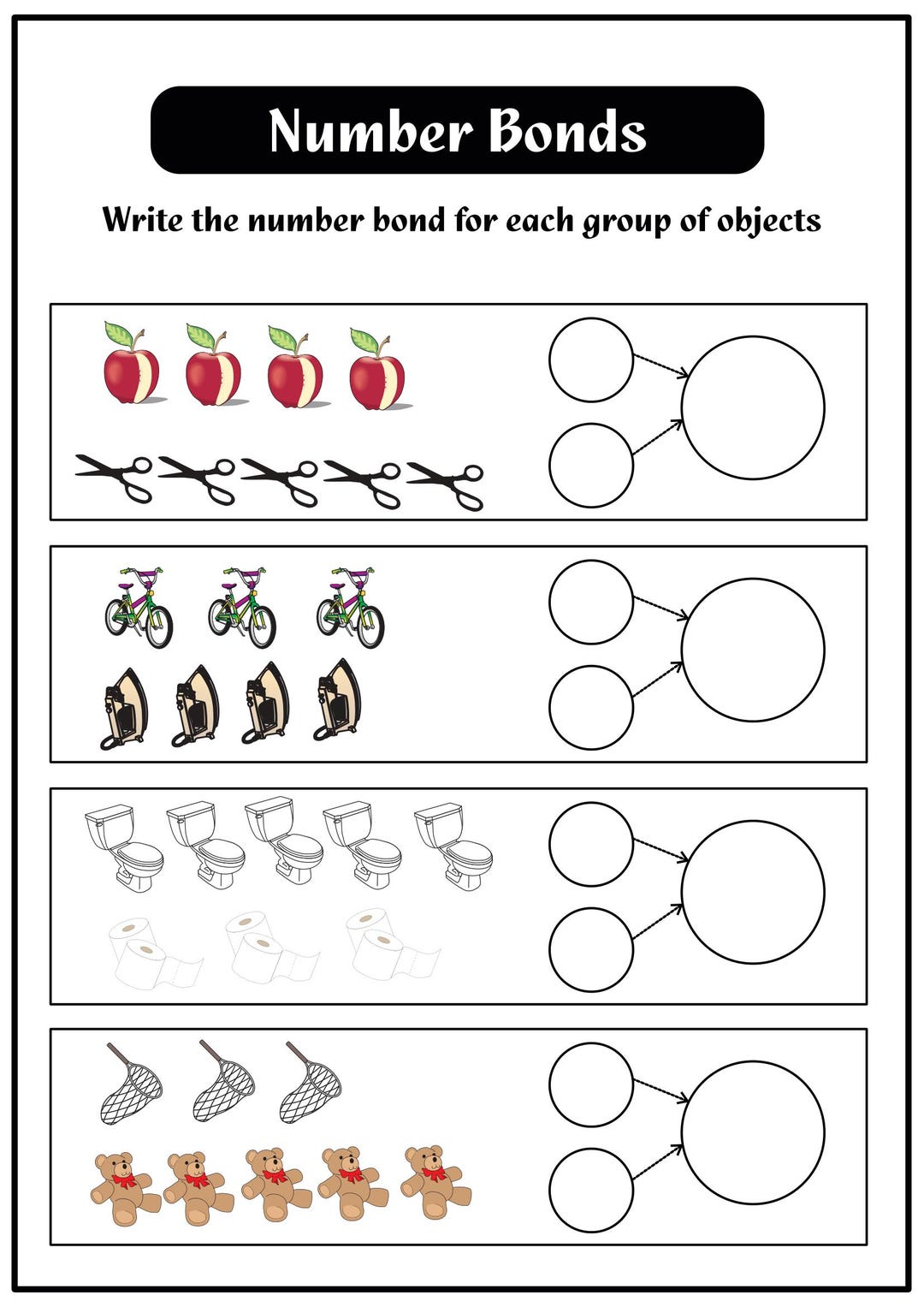 Number Bonds Worksheets | Math Addition Fact Families Practice ...