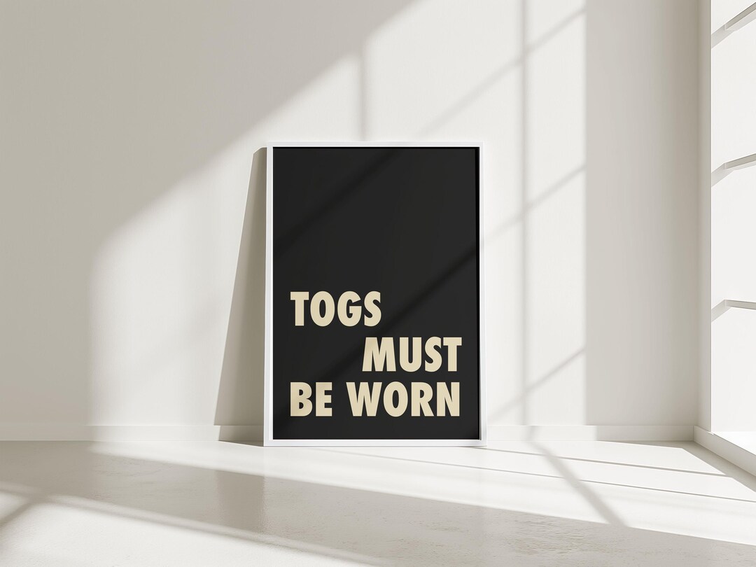 Togs Must Be Worn Print: Irish Swim Poster, Forty Foot Sign (digital ...