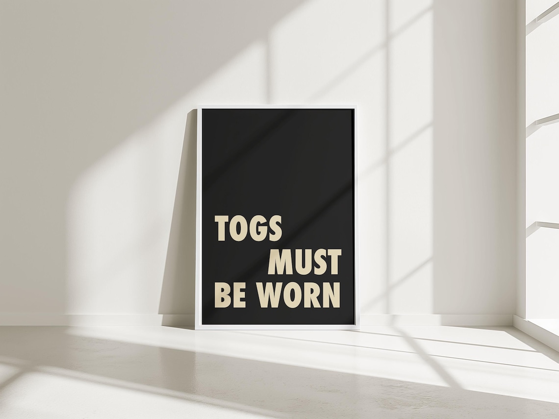 Togs Must Be Worn Print: Irish Swim Poster, Forty Foot Sign (digital ...