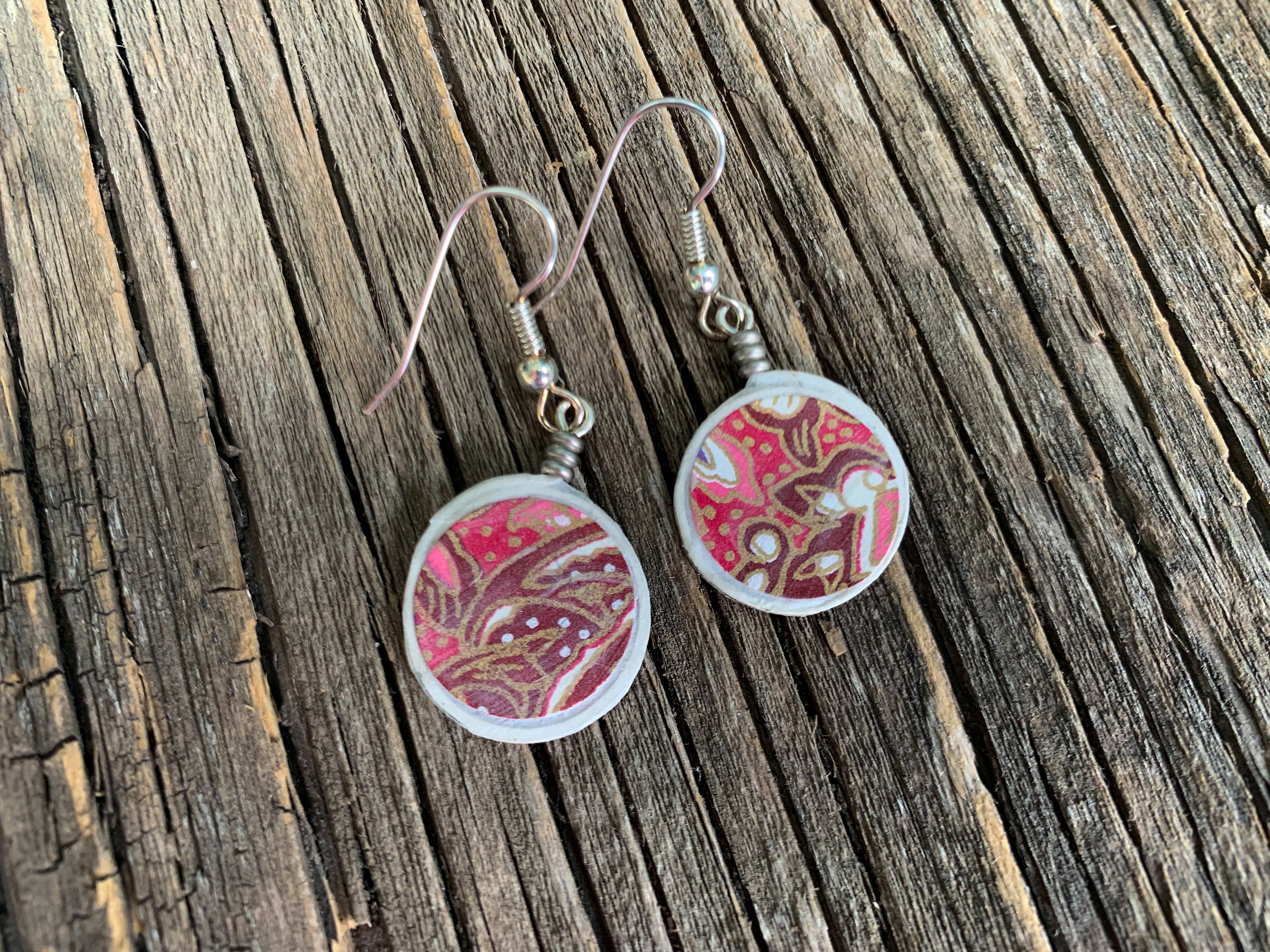 Red Japanese Chiyogami Paper Moons Paper Jewelry Paper Earrings - Etsy