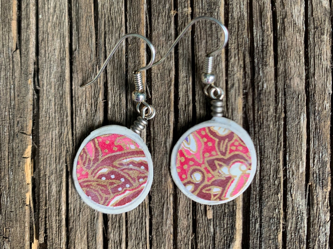 Red Japanese Chiyogami Paper Moons Paper Jewelry Paper Earrings - Etsy