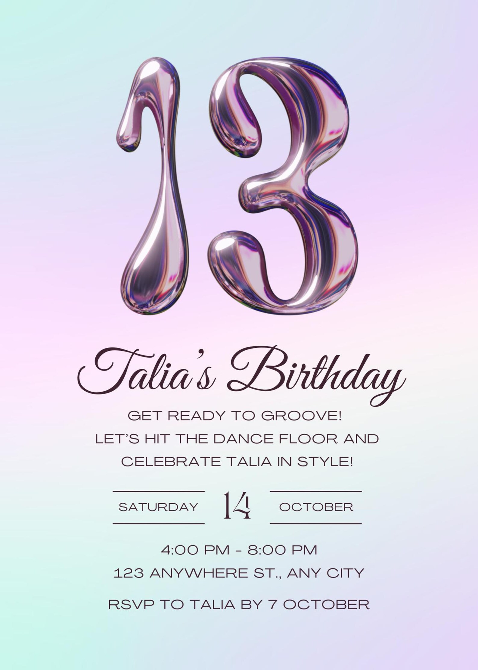 Purple Bubble Number Birthday Invitation - Etsy