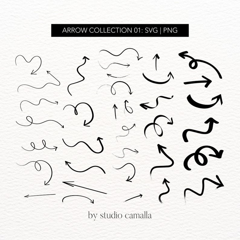 Hand Drawn Arrows SVG PNG | Doodle Arrow Clipart Bundle | Hand Drawn ...