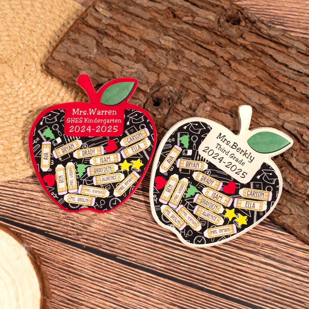Personalized Teacher Apple Magnet, Custom Teacher Shaker Magnet ...